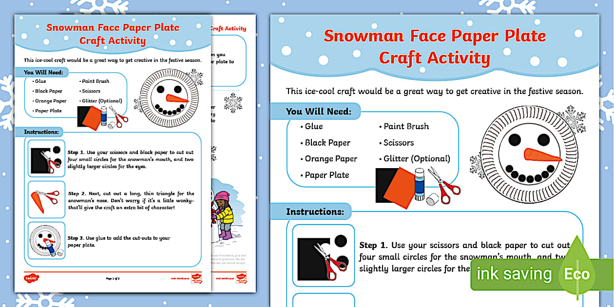 Snowman Face Paper Plate Craft Activity | Twinkl Crafts KS1