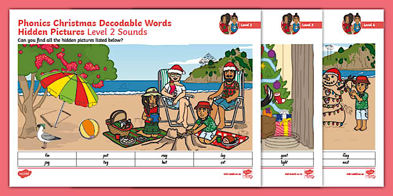 Christmas Decodable Words Hidden Pictures (teacher made)