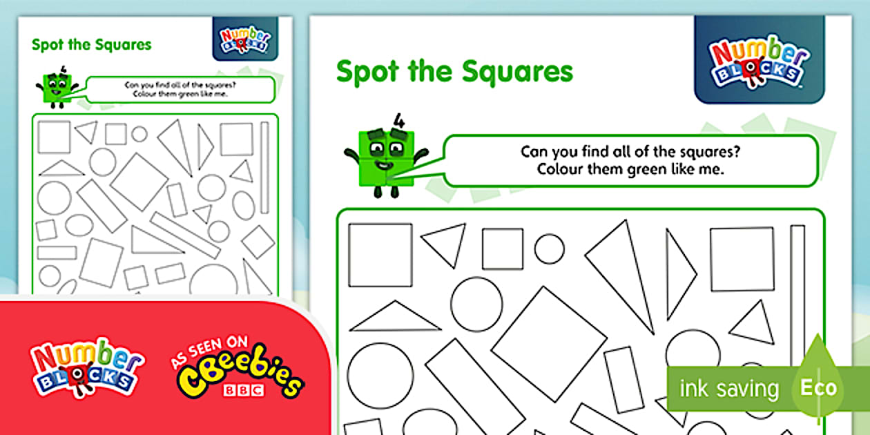 👉 Numberblocks: Spot the Squares Worksheet - Twinkl