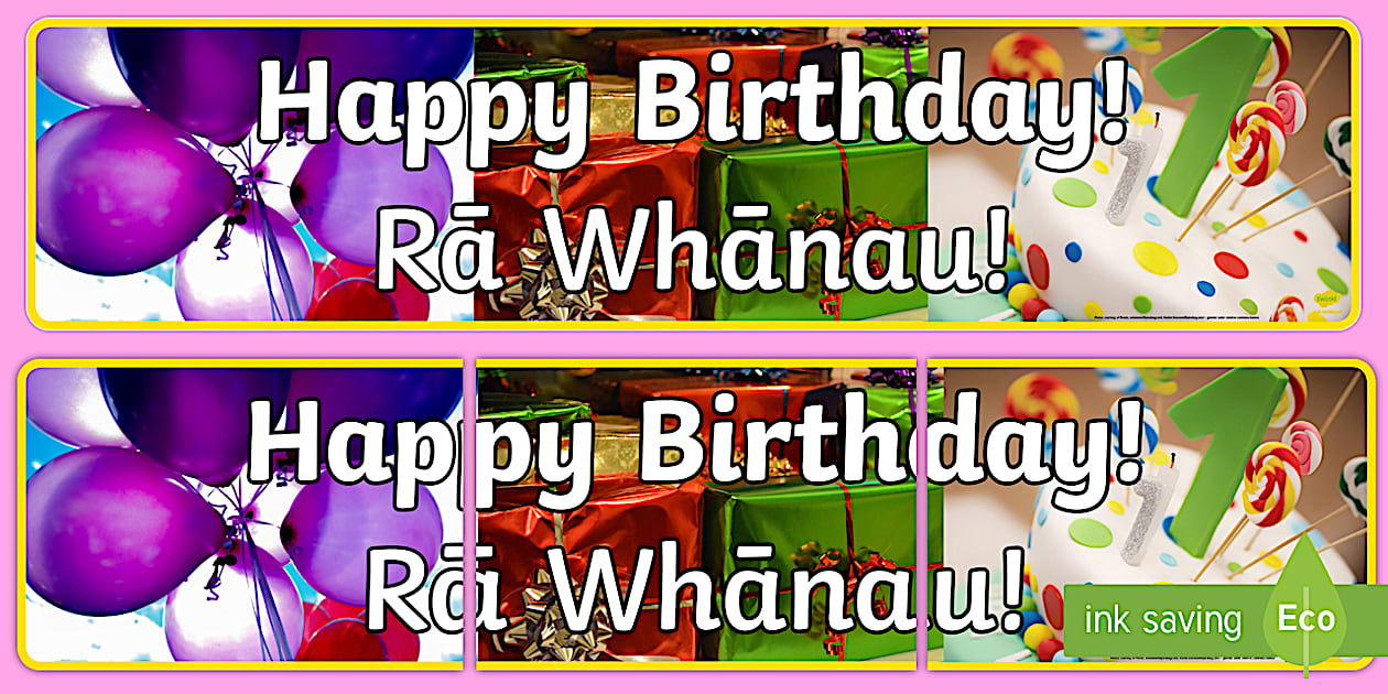 Happy Birthday Photo Display Banner English/Te Reo Māori