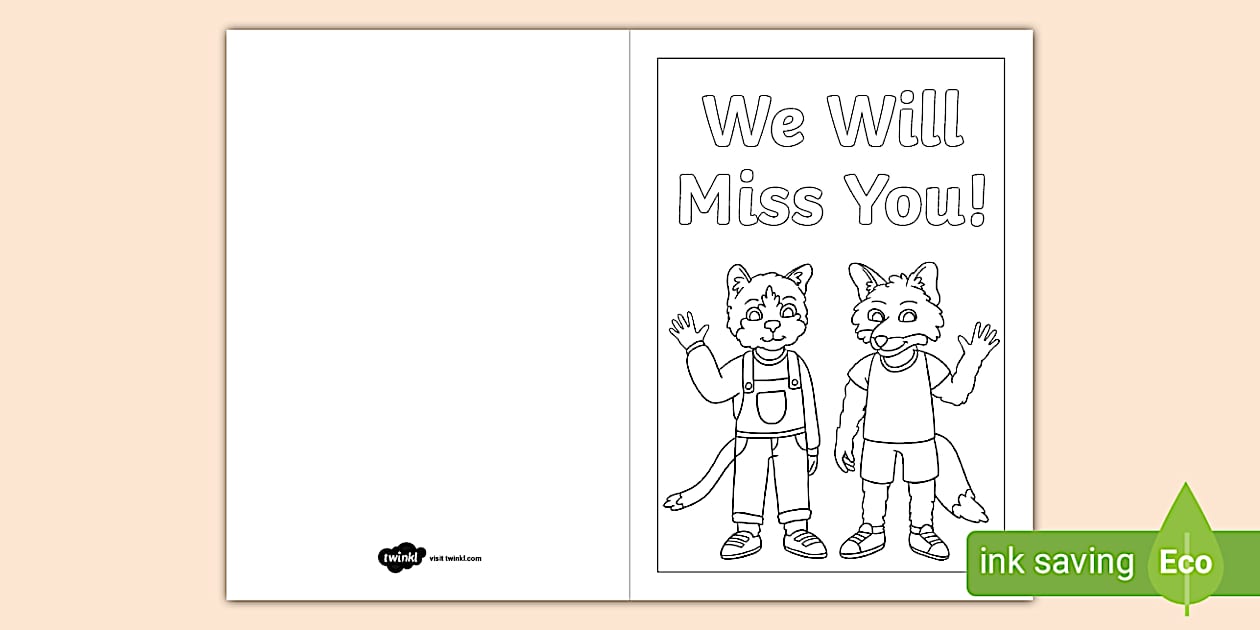 We Will Miss You Colouring Card, Goodbye Card