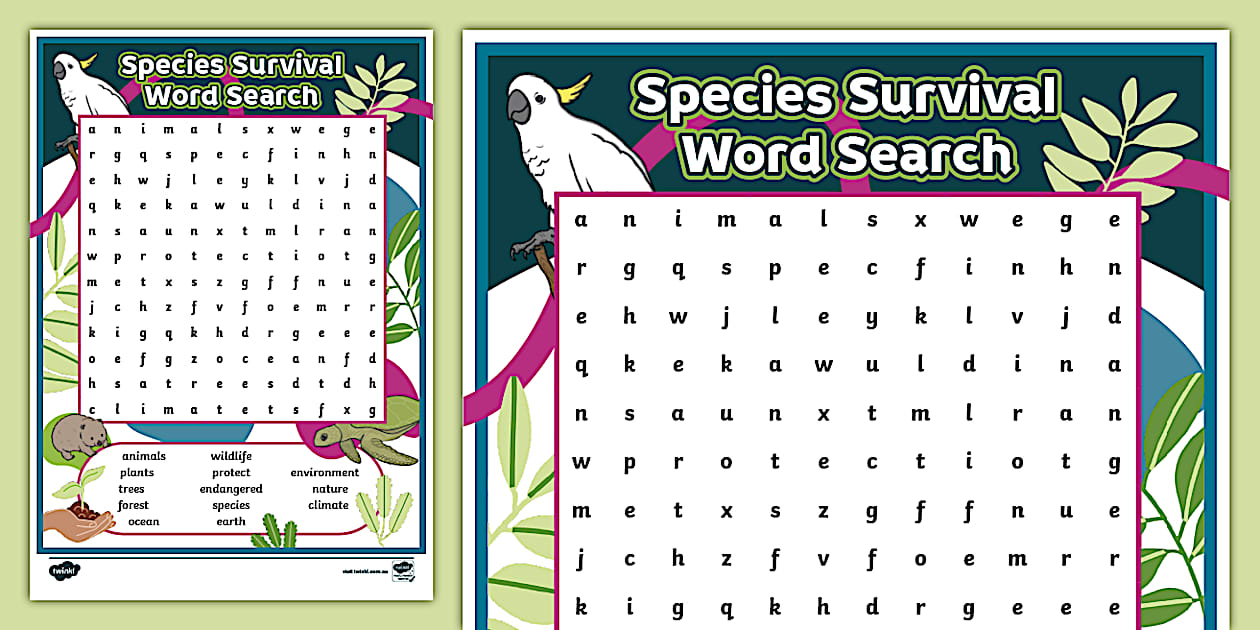 Species Survival Word Search F-2 (teacher made) - Twinkl