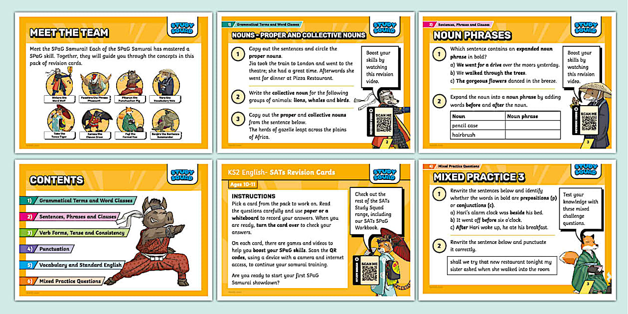 Study Squad KS2 SATs SPaG Revision Flashcards (teacher made)