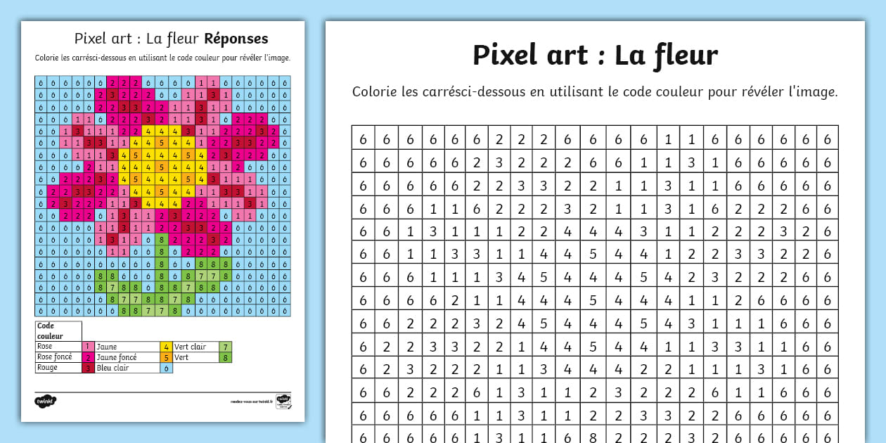 Pixel art : La fleur (teacher made) - Twinkl