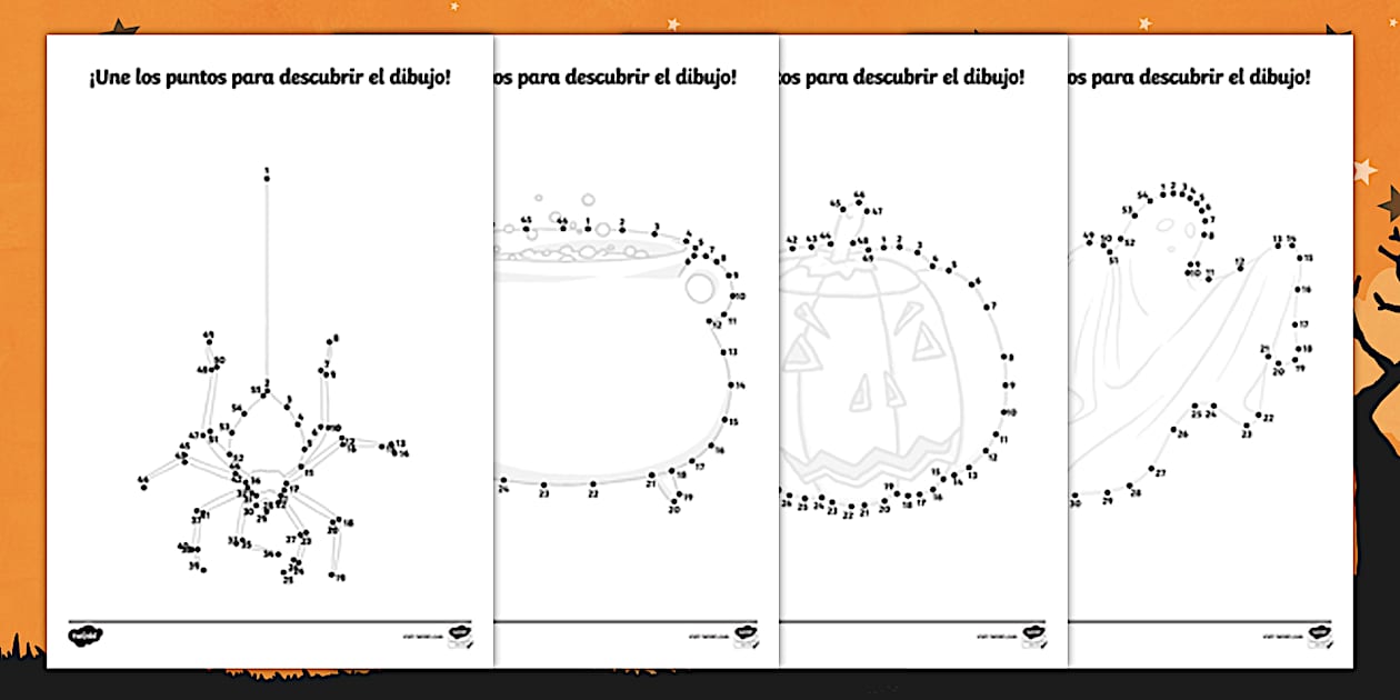 Halloween Dot to Dot Worksheet / Worksheet Pack - Twinkl