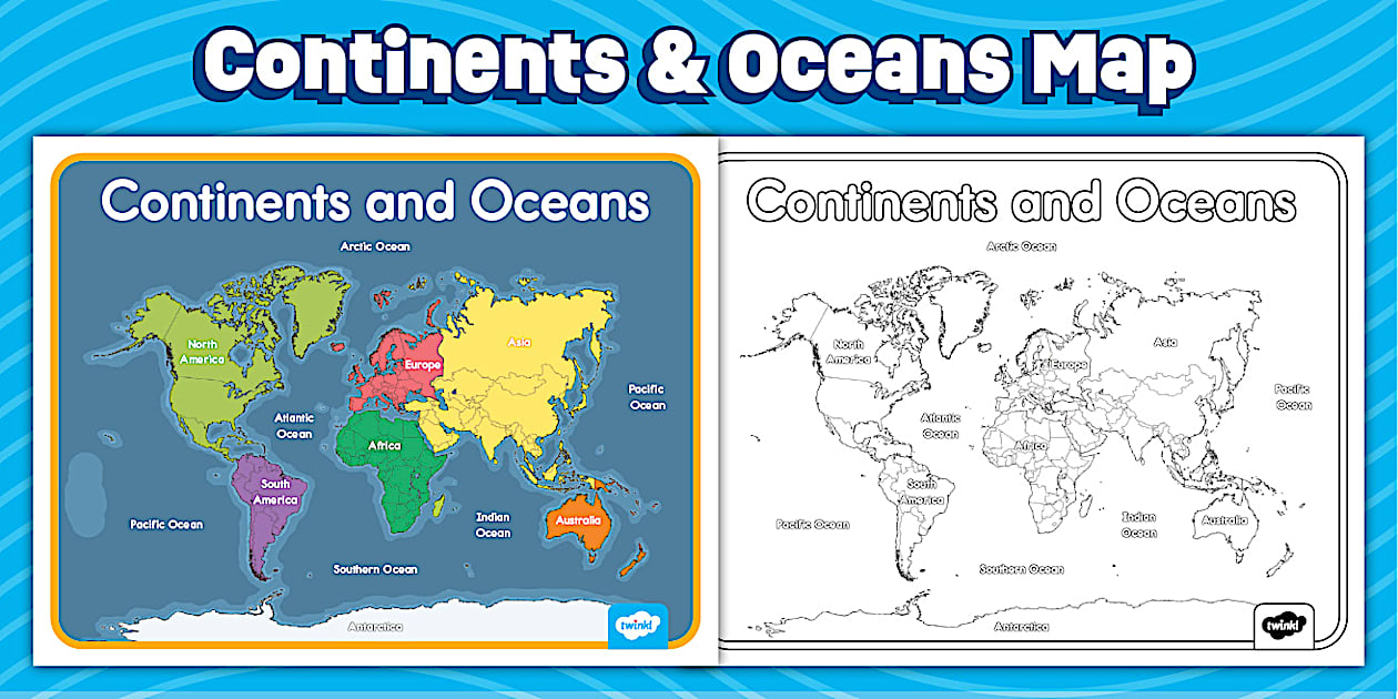 Map of the Oceans and Continents Printable | Twinkl USA