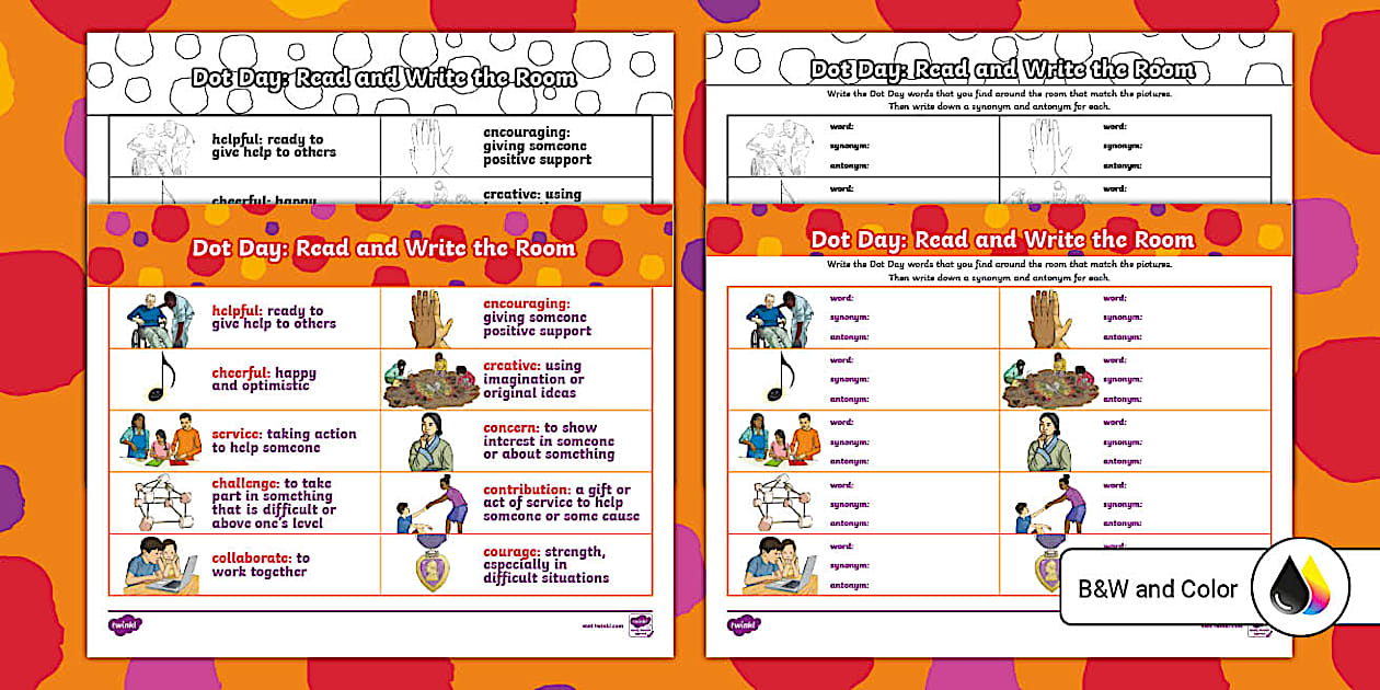 Dot Day: Read and Write the Room Worksheet - Twinkl
