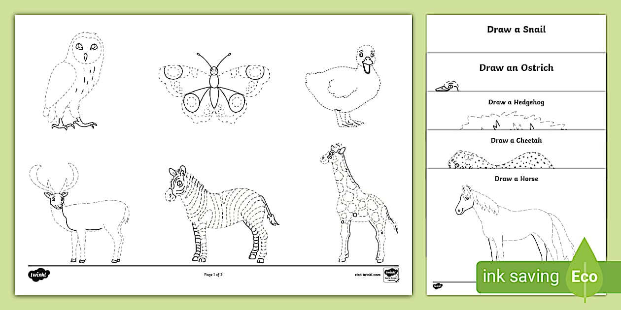 EYFS Draw Animals Pencil Control Activity Pack | Twinkl