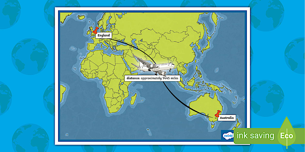 England to Australia Distance Display Poster (teacher made)
