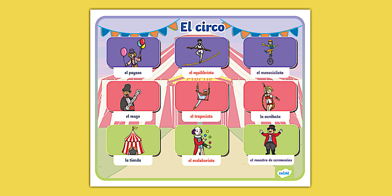 Hoja de vocabulario: El circo (teacher made) - Twinkl