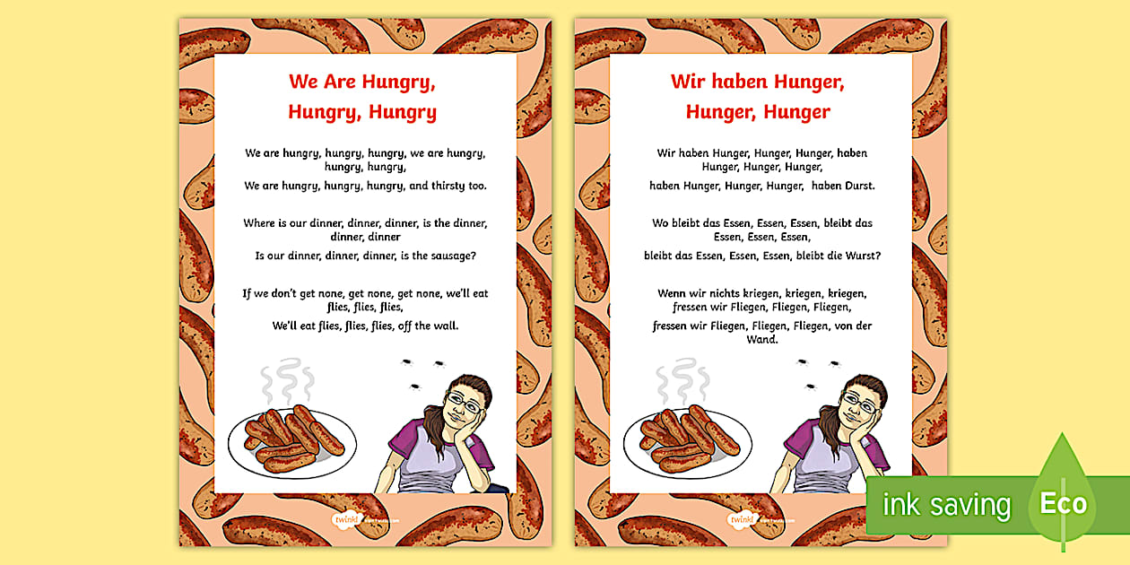 Wir Haben Hunger Song Lyrics German (teacher made) - Twinkl
