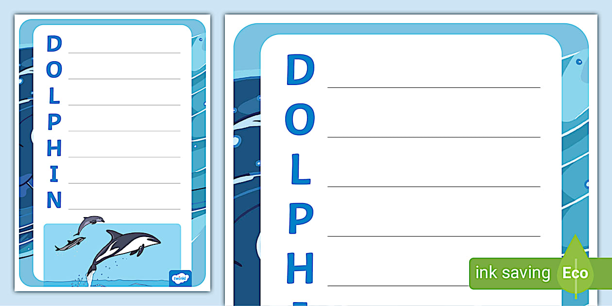 Dolphin Acrostic Poem Template (teacher made) - Twinkl