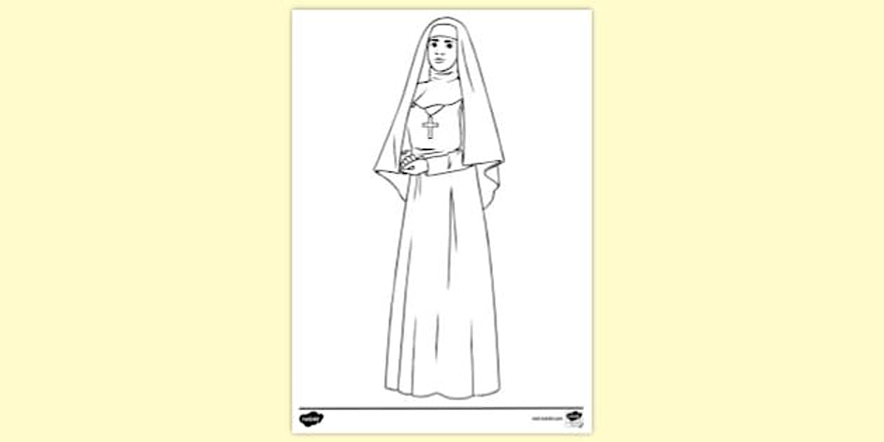 Nun Colouring Sheet | Colouring Sheets - Twinkl