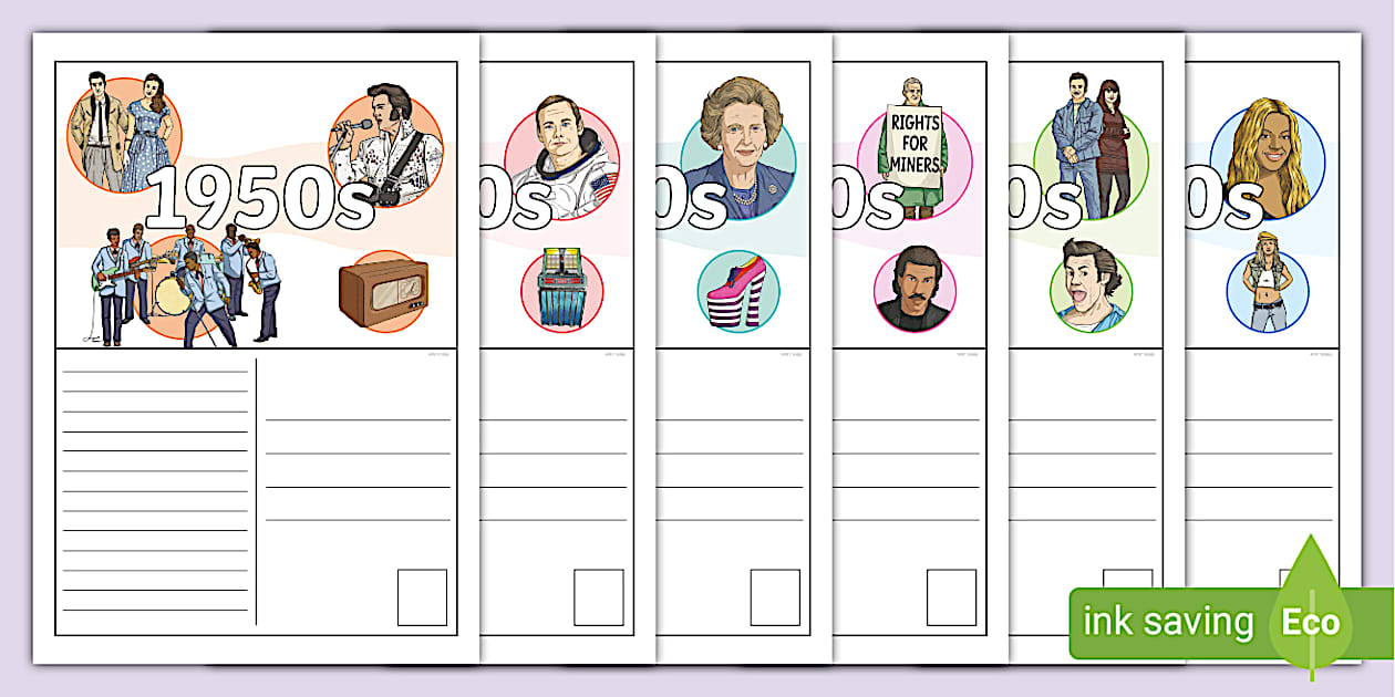 Postcards from the Past,decades,time travel (Teacher-Made)