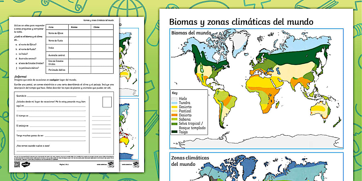 Ficha de actividad: Biomas y zonas climáticas del mundo - Secundaria