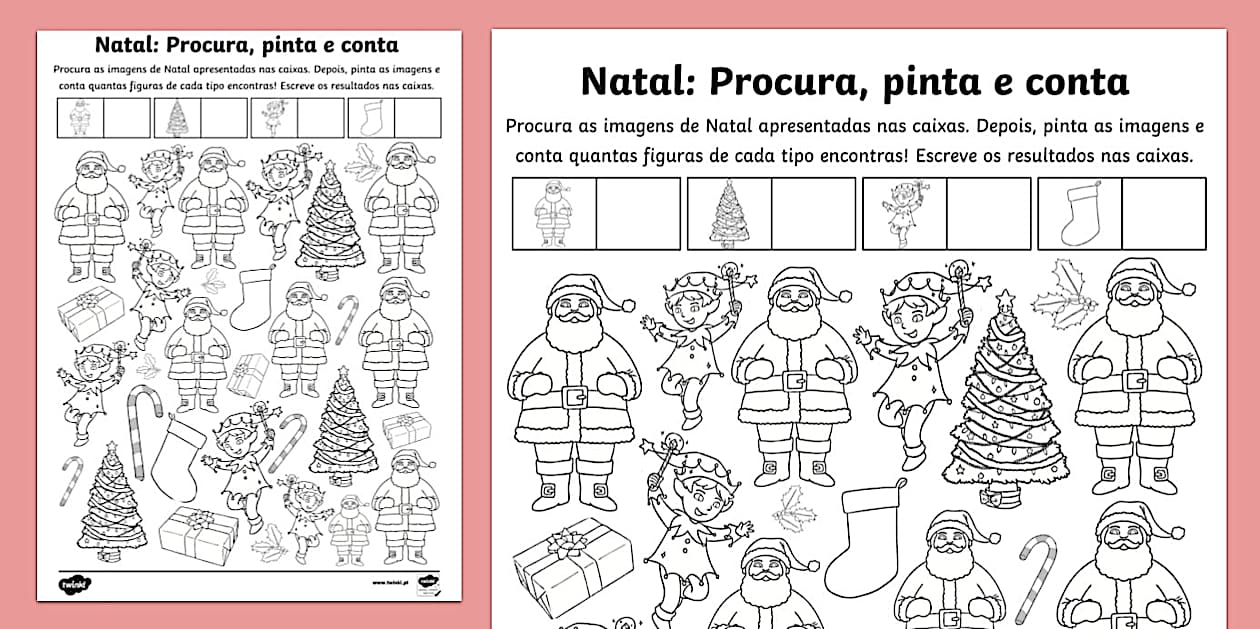 Atividade de Natal: Procura, Conta e Pinta | Twinkl - Twinkl