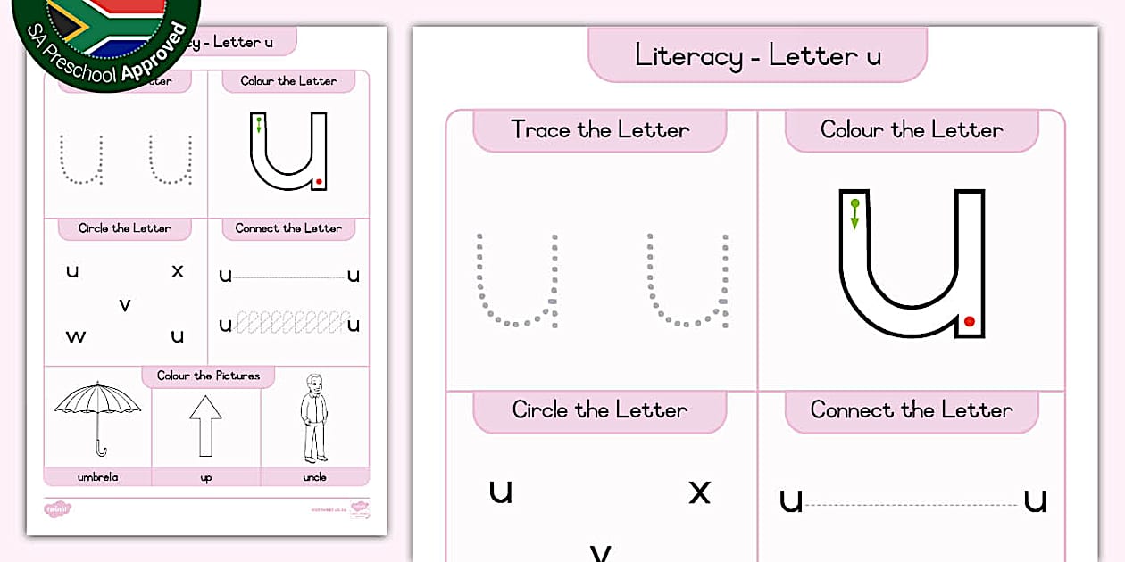 Preschool: Literacy: Letter u Worksheet (teacher made)