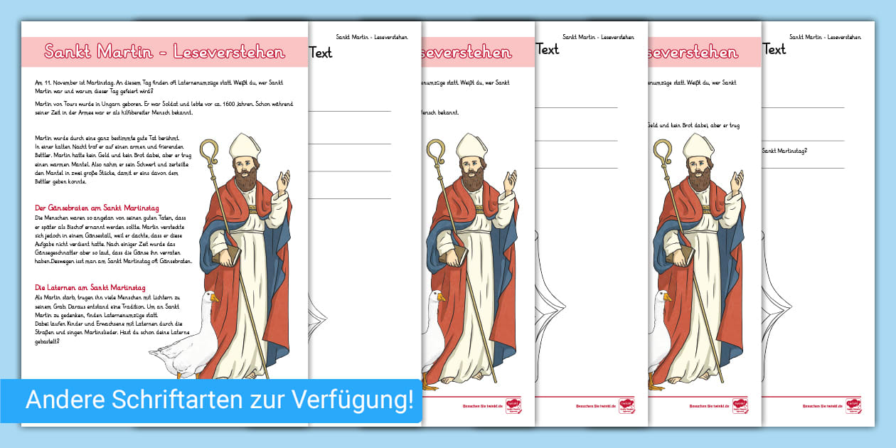 Sankt Martin - Leseverstehen (teacher made) - Twinkl