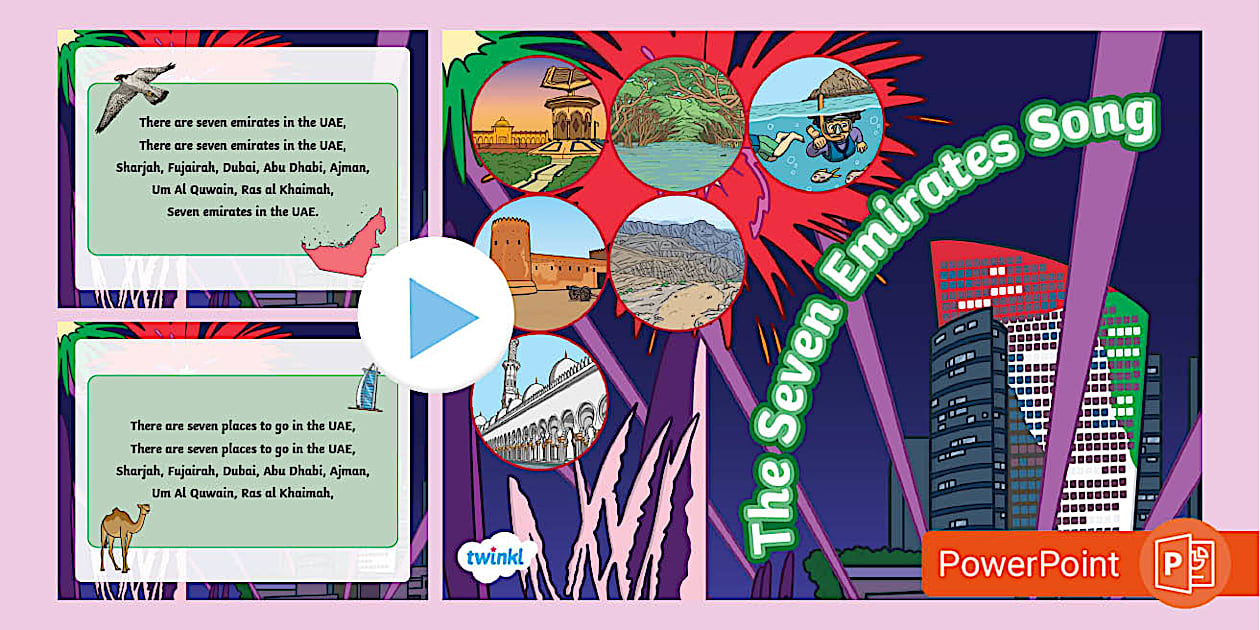 Seven Emirates Song PowerPoint (teacher made) - Twinkl