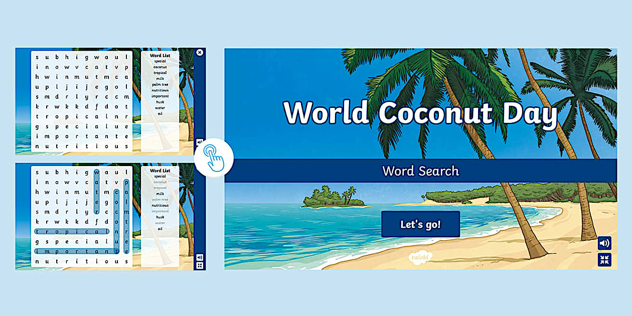 World Coconut Day Interactive Word Search (teacher made)