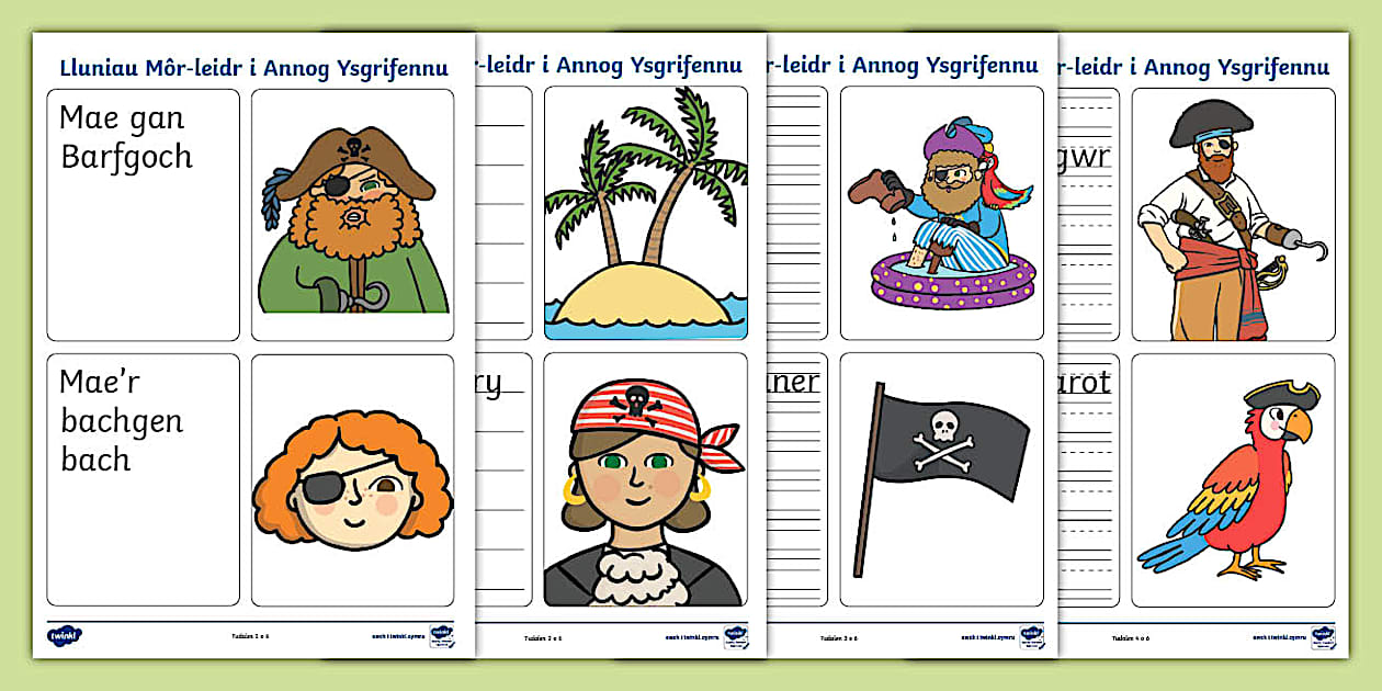 Gweithgaredd Annog Ysgrifennu Brawddegau Syml: Lluniau Môr-leidr