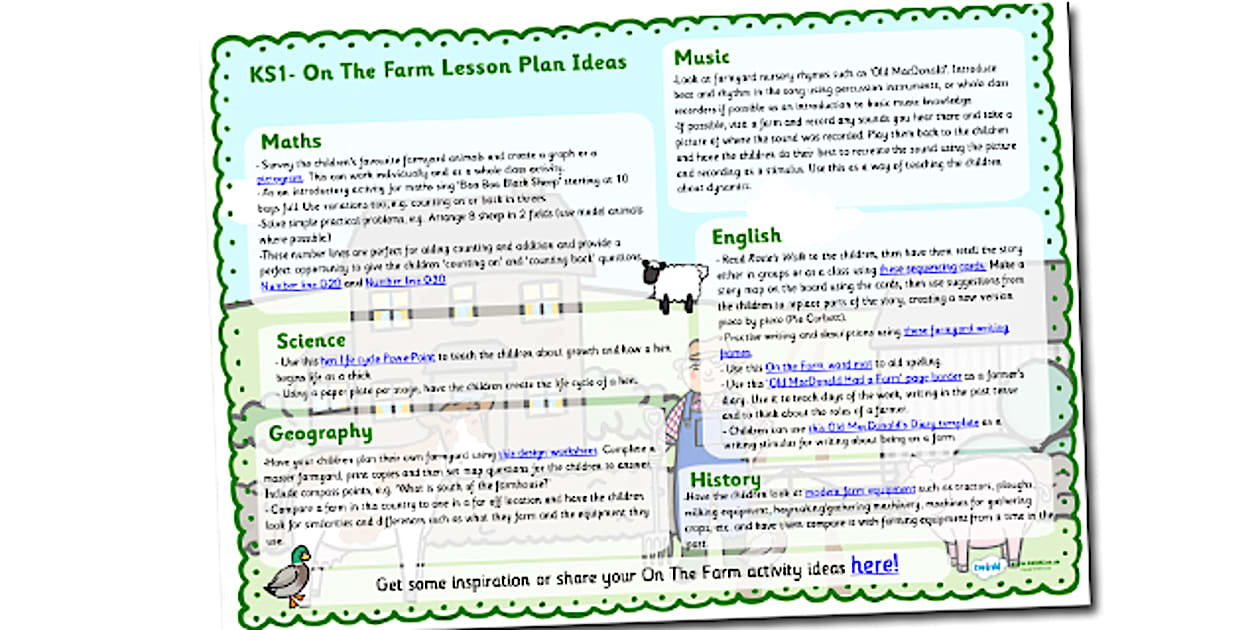 Farm Lesson Plan Ideas KS1 (teacher made) - Twinkl