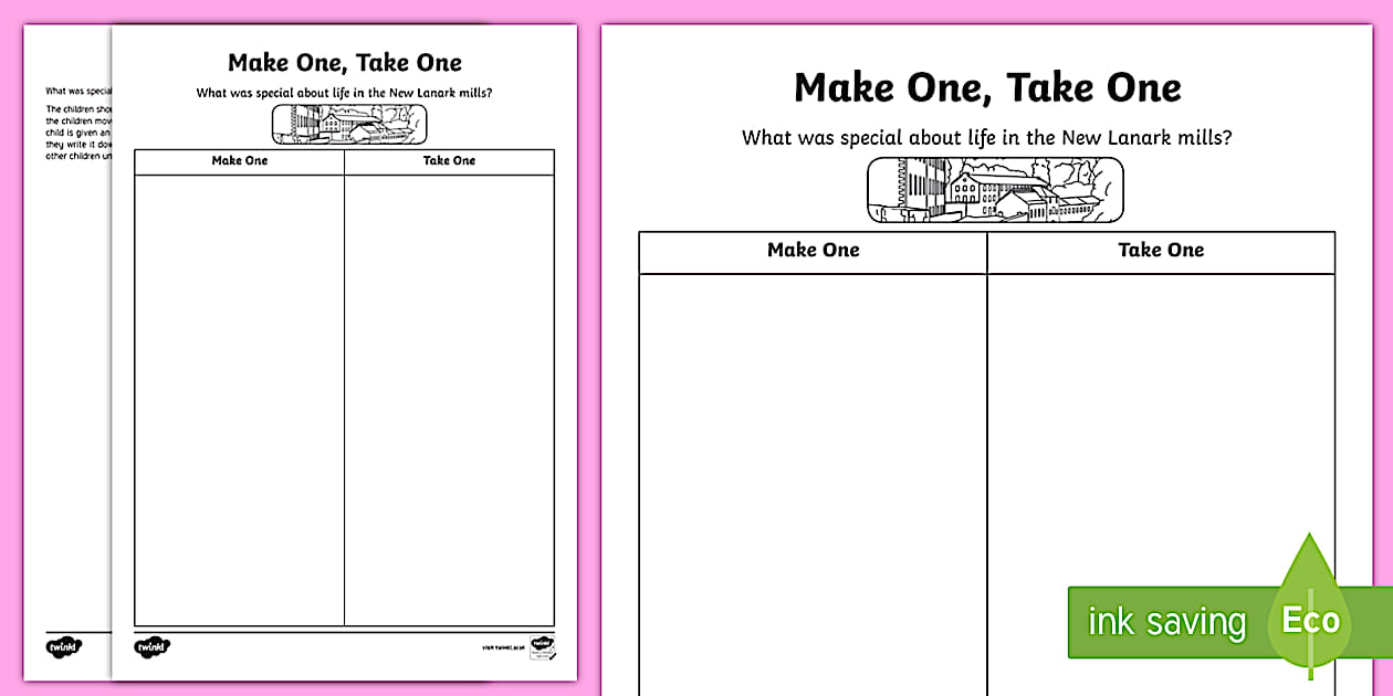 New Lanark Make One Take One Worksheet (teacher made)