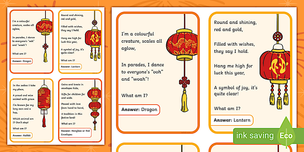 Chinese New Year Riddle Cards (teacher made) - Twinkl