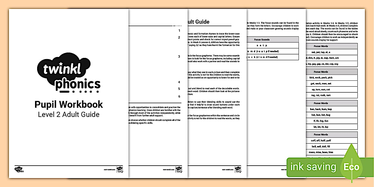 Level 2 Twinkl Phonics Pupil Workbook Guidance Pack - EYFS