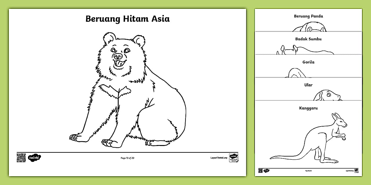 Lembaran Aktiviti Mewarna Haiwan Di Zoo - Twinkl