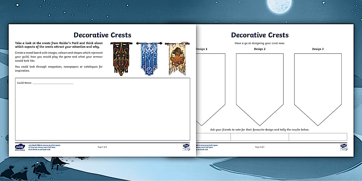 Raider's Peril: Decorative Crests Worksheet (teacher made)