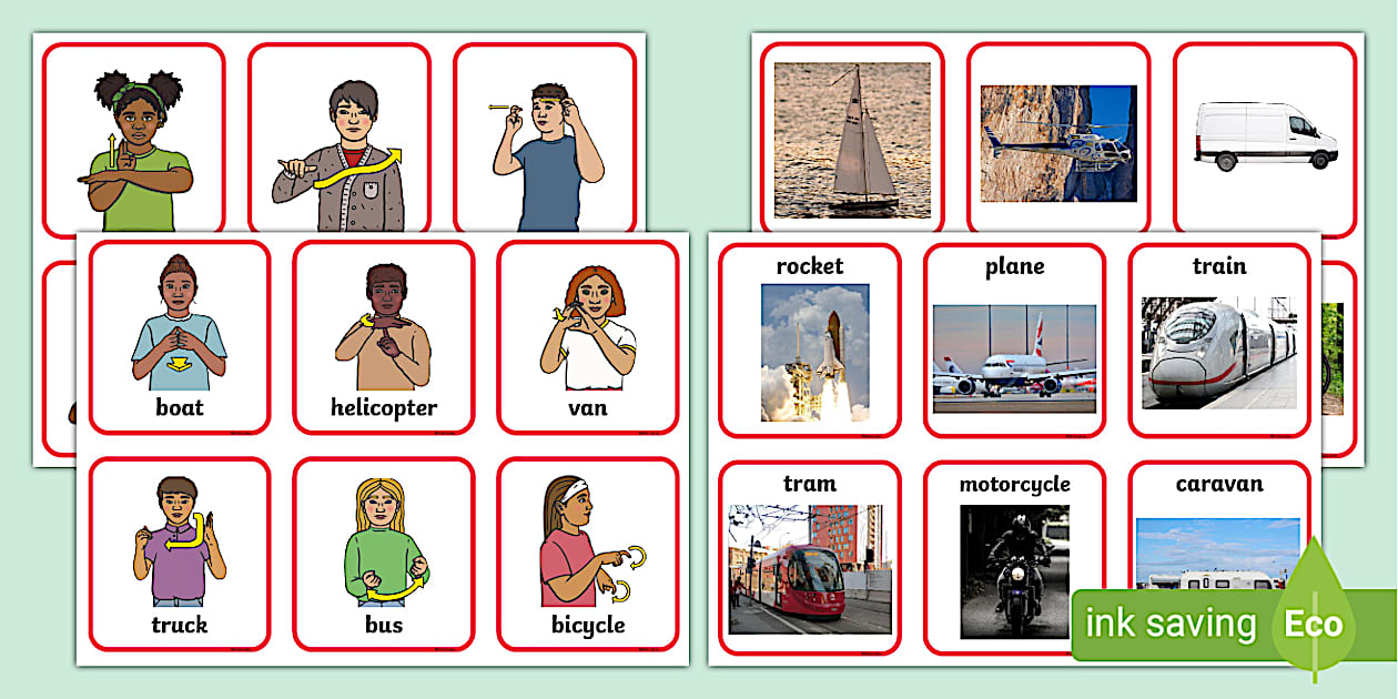 Auslan Transport Matching Cards (Teacher-Made) - Twinkl