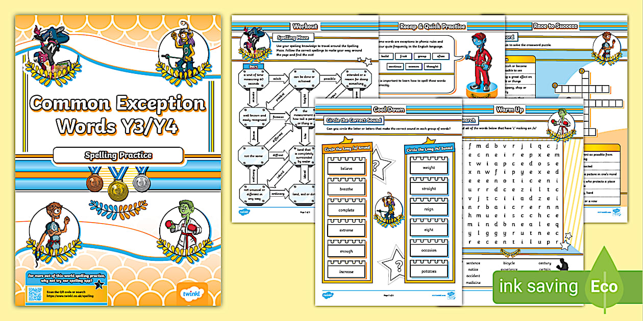 Common Exception Words Y3/Y4 Spelling Practice Booklet