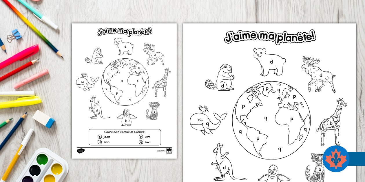 Earth Day Colouring bdpq French (teacher made) - Twinkl