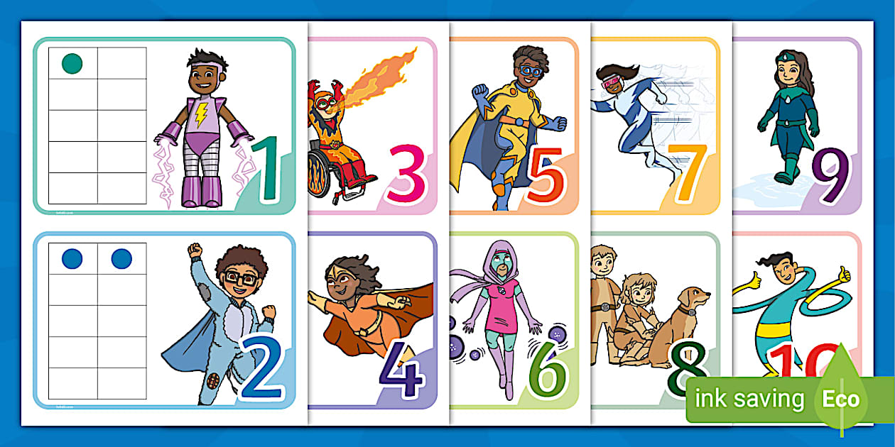 Superhero-Themed Ten Frames (teacher made) - Twinkl
