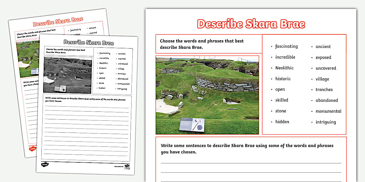 Describe Skara Brae Worksheet (teacher made) - Twinkl