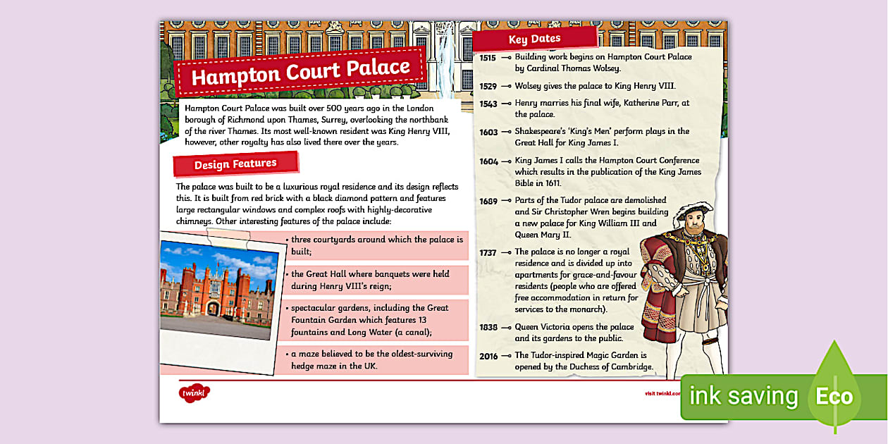Hampton Court Palace Fact File - History - KS2 - Twinkl