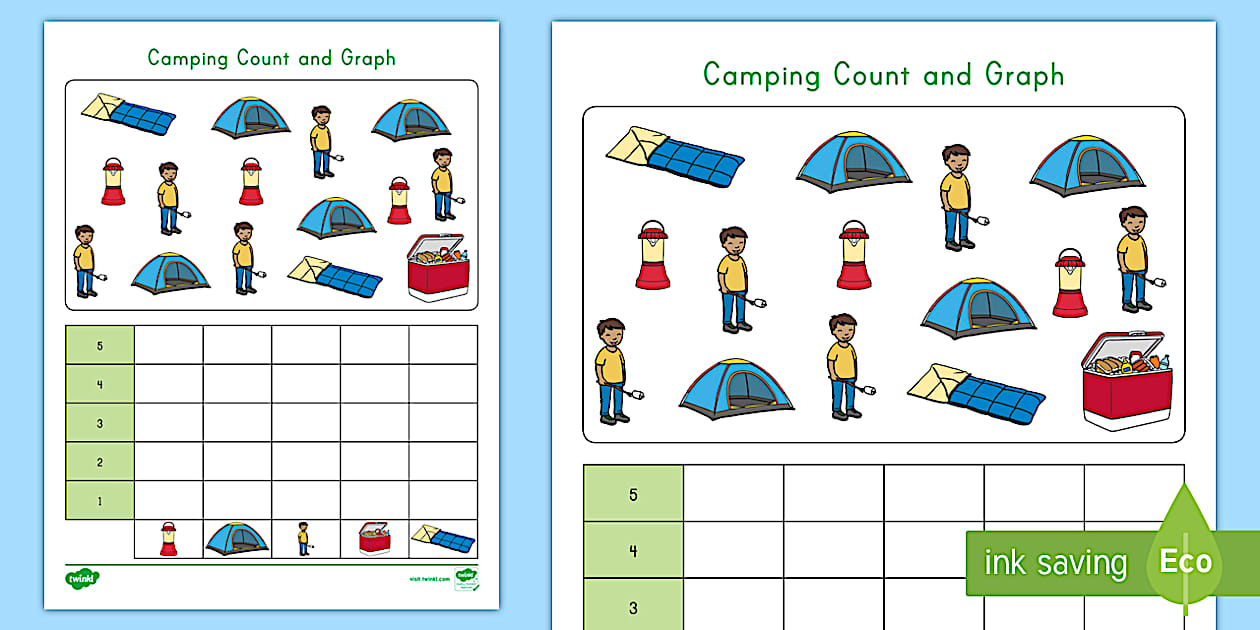 Camping Count and Graph Worksheet (teacher made) - Twinkl