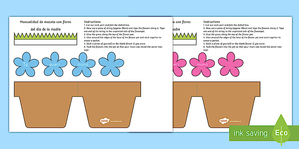 Mother's Day Flowers in Pot Card Craft - Spanish - Spanish, KS2 ...