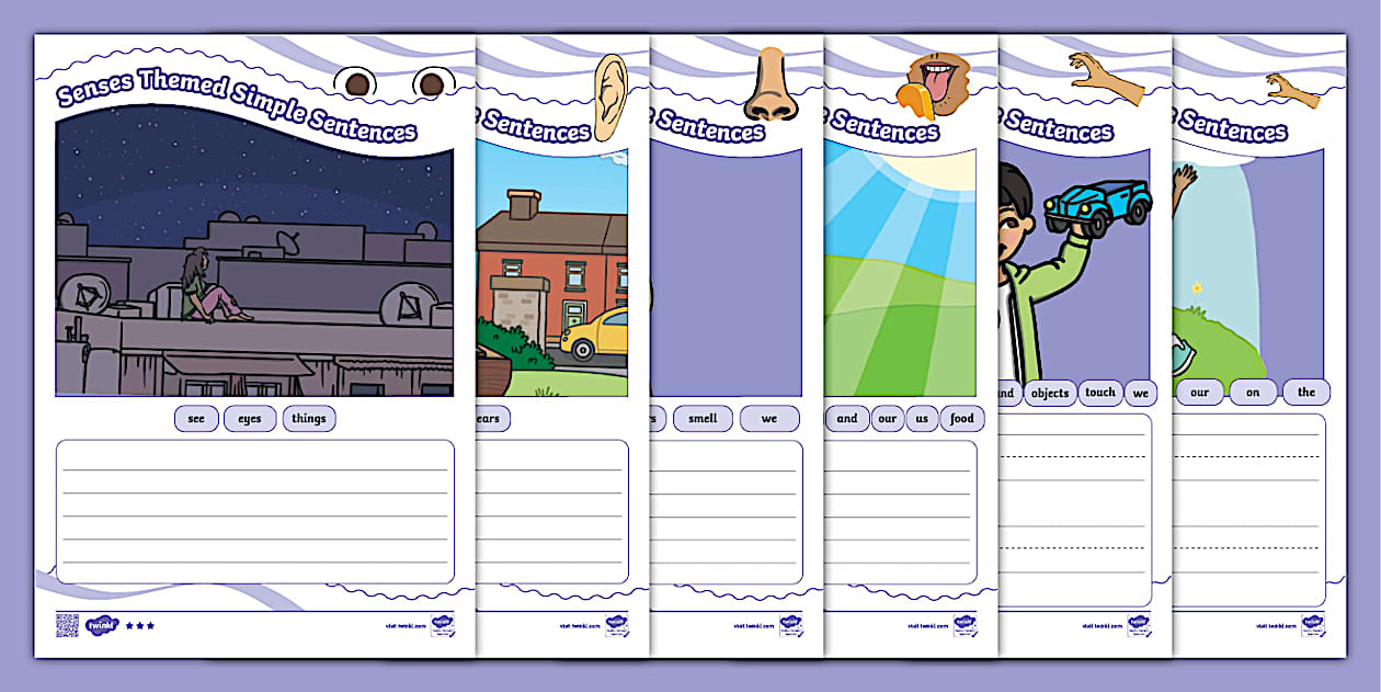 Senses Themed Simple Sentences (teacher made) - Twinkl
