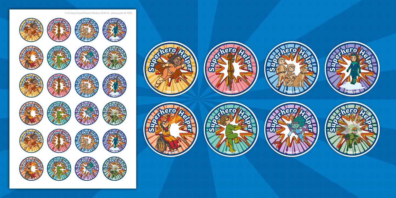 Superhero Helper Badge Stickers - Twinkl