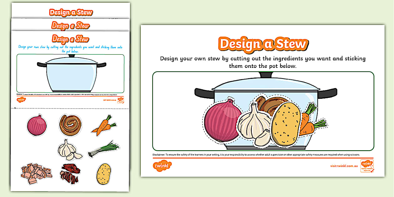 Design a Stew Cutting Skills Activity (teacher made)