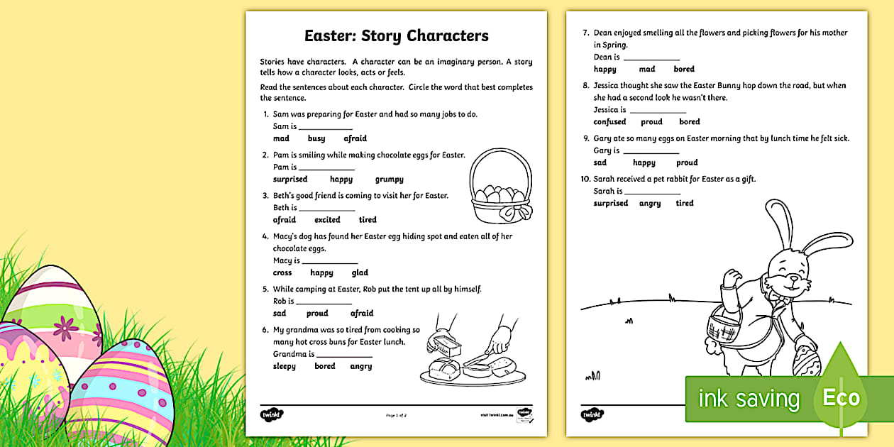 TAS Easter - Story Characters Activity (teacher made)