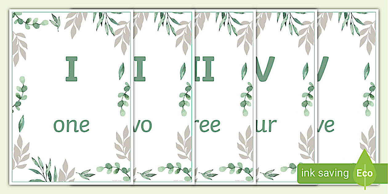 Botanical Roman Numeral Display Posters - (Teacher-Made)