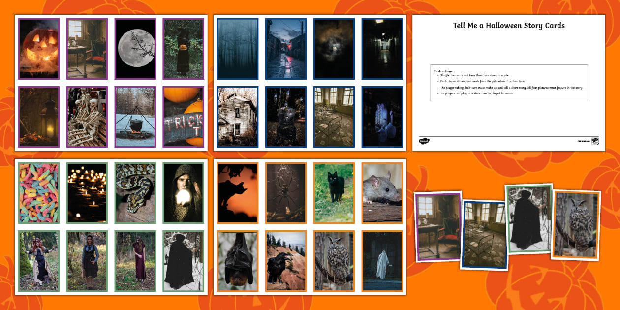 Halloween-Themed Tell Me a Story Cards - Twinkl