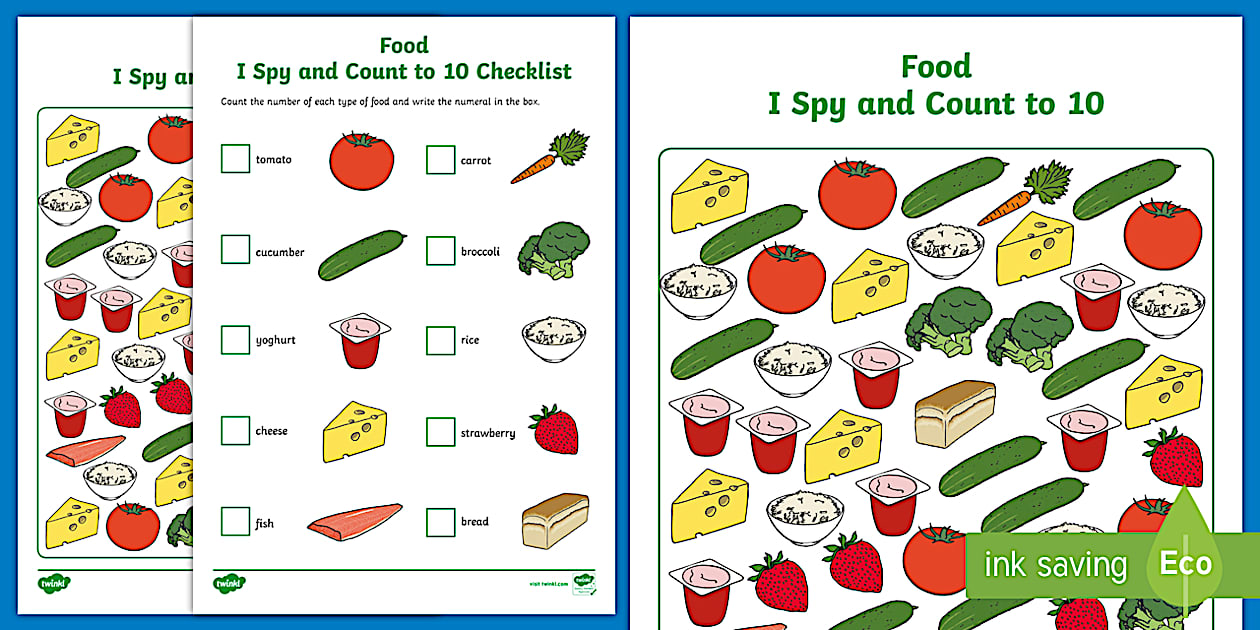 Editable Food I Spy and Count Activity to 10 (teacher made)