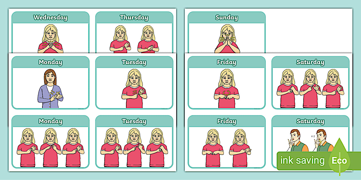 Auslan Days of the Week Cards