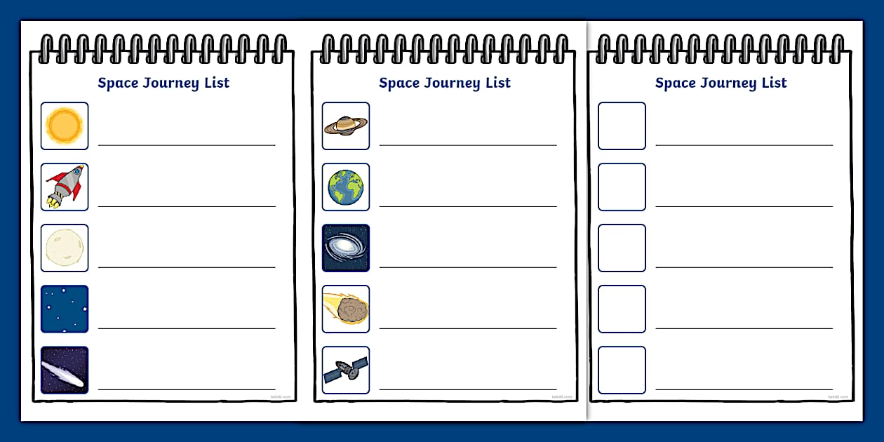 Space Simple Writing List Activity | Twinkl (teacher made)