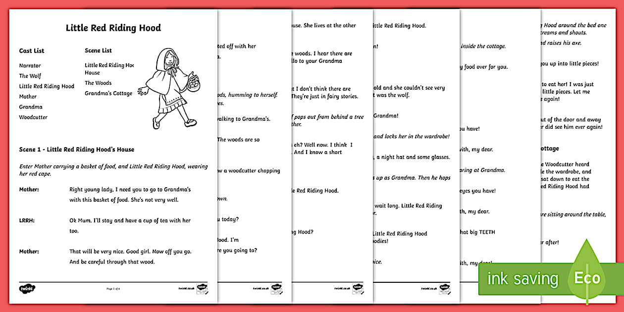 Editable Little Red Riding Hood Play Script - Twinkl