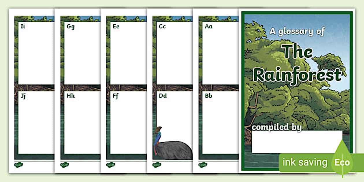 Editable Rainforest Glossary Writing Template Booklet